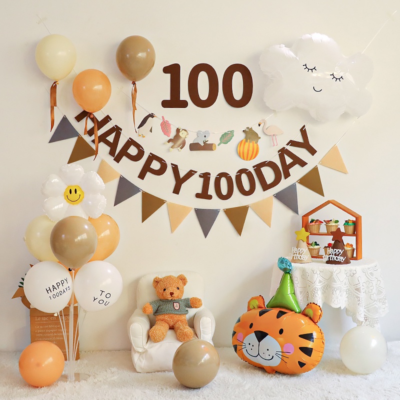 Ins Forest Series Kids Happy 100 days Party Decoration Background ...
