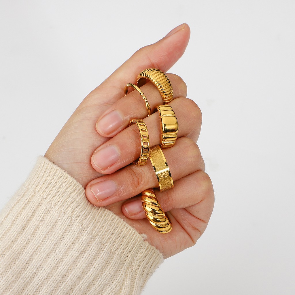 Horn Wrap Ring Ring 18K Gold Plated 316L Stainless Steel Chunky Chunky ...
