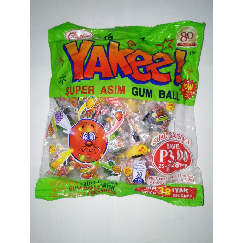 Yakee Super Asim Gum Ball, 27 pcs (25+2) , sold per pack | Shopee ...