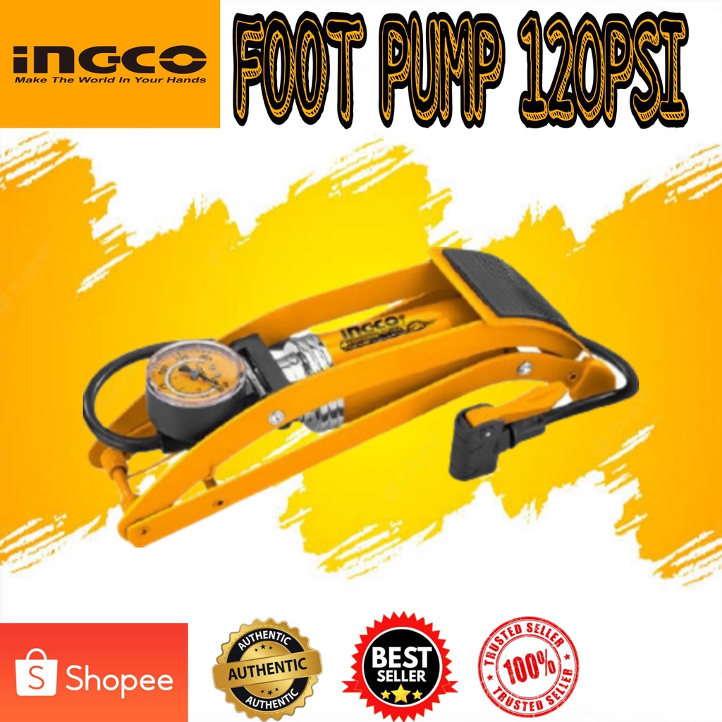 INGCO Tire Foot Pump Inflator 55 x 120mm MPP5511 | Shopee Philippines