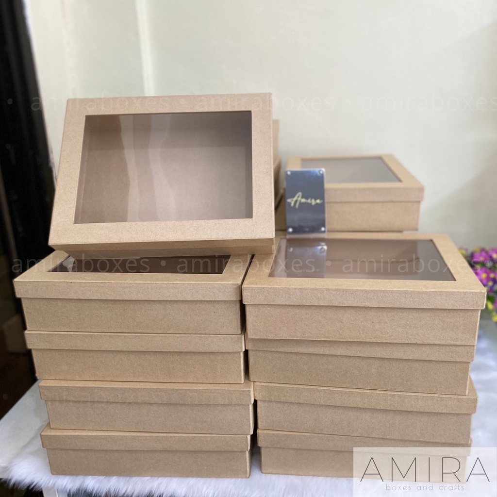 Handcrafted hard box| 12x9x3 window type| Grazing Box| Kraft Brown ...