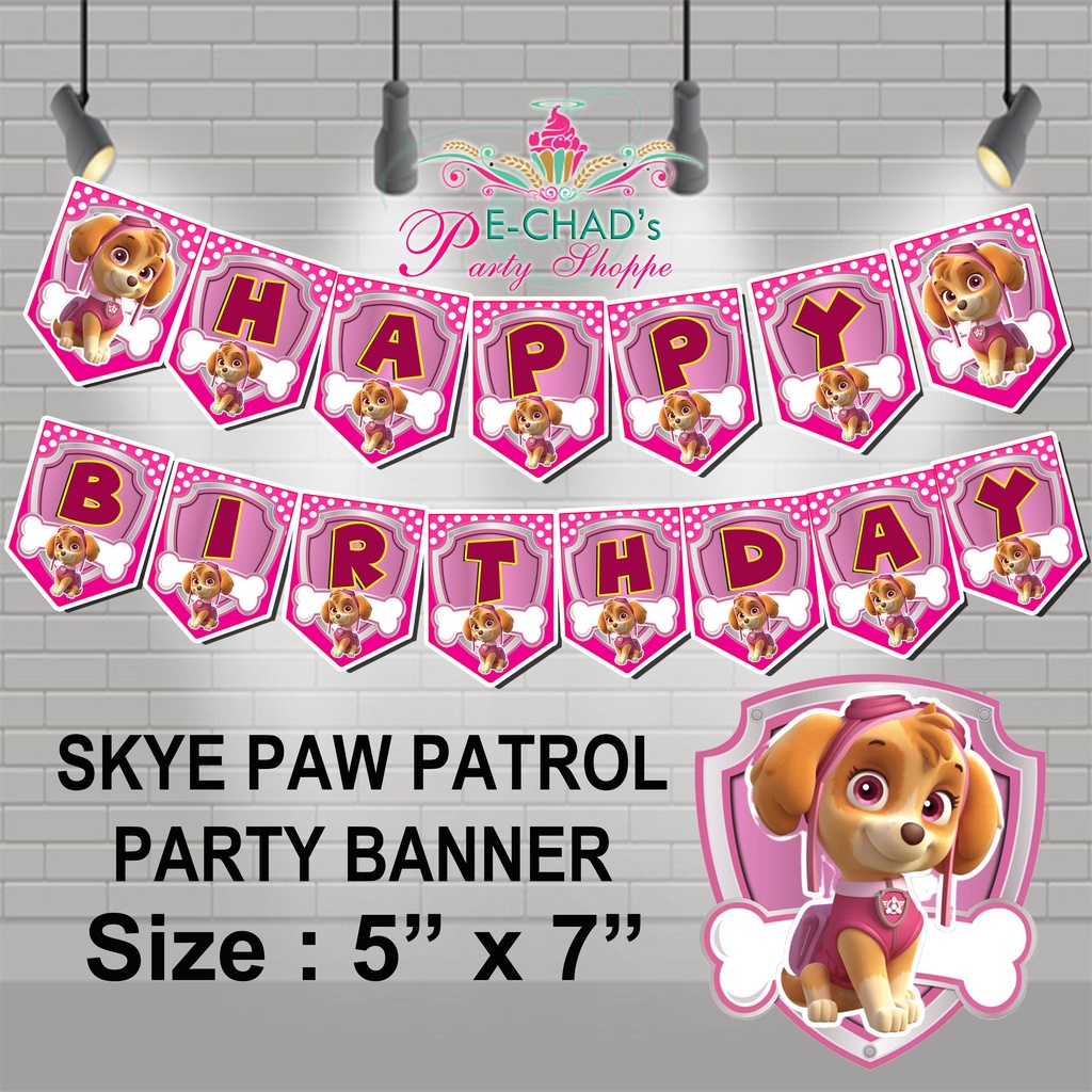 E-Chad_skye_paw_patrol theme party banner | Shopee Philippines