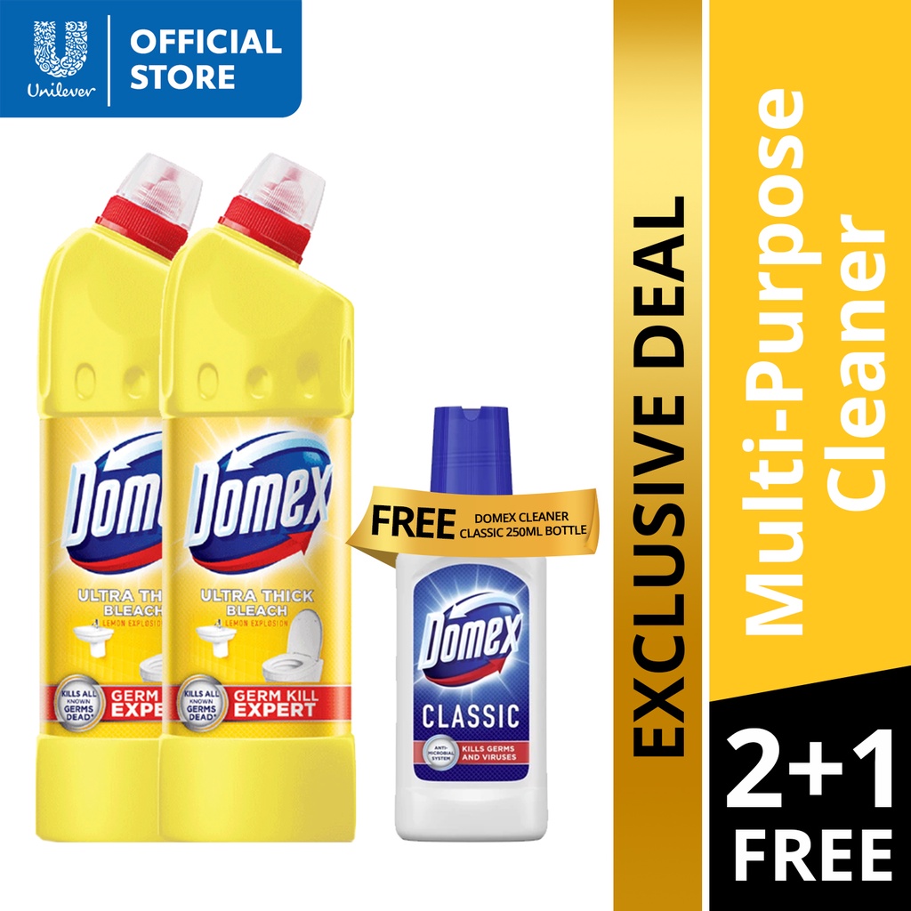 Buy 2x Domex Ultra Thick Bleach Lemon 500ml Bottle Get FREE 1x Domex MP ...
