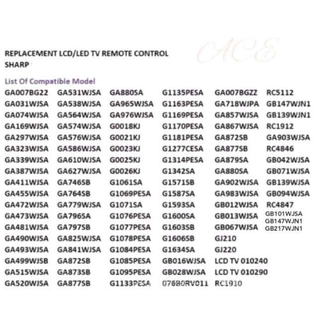 Sharp (original) TV/LED/LCD remote control replacement (gb215wjn1 ...