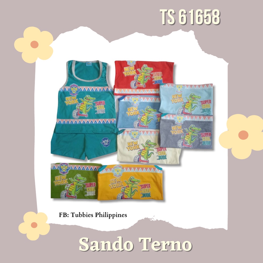 TS 61658 Actual Stock Boys Set Sando Terno Baby Boy Clothes Tubbies ...