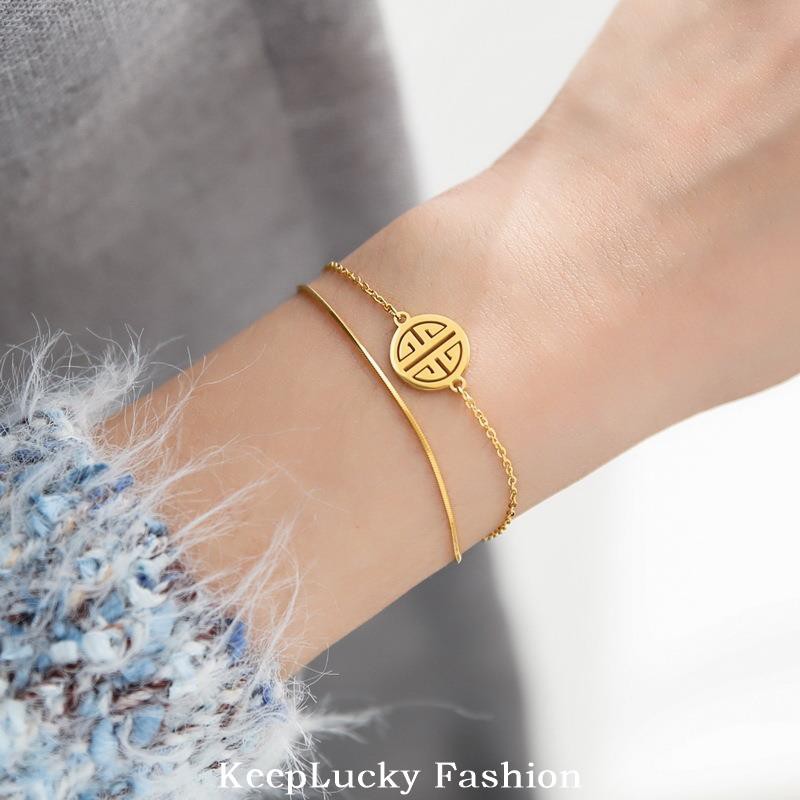 tala by kyla 18k golden blessing double hand chain female INS small ...