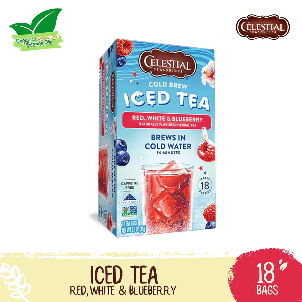 CELESTIAL SEASONINGS COLD BREW ICED TEA Red White Blueberry Herbal Tea ...