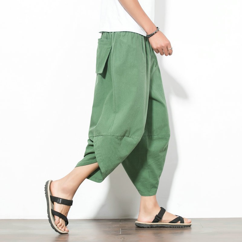 Retro Men Harem Solid Color Full Length Loose Pants Trousers | Shopee ...