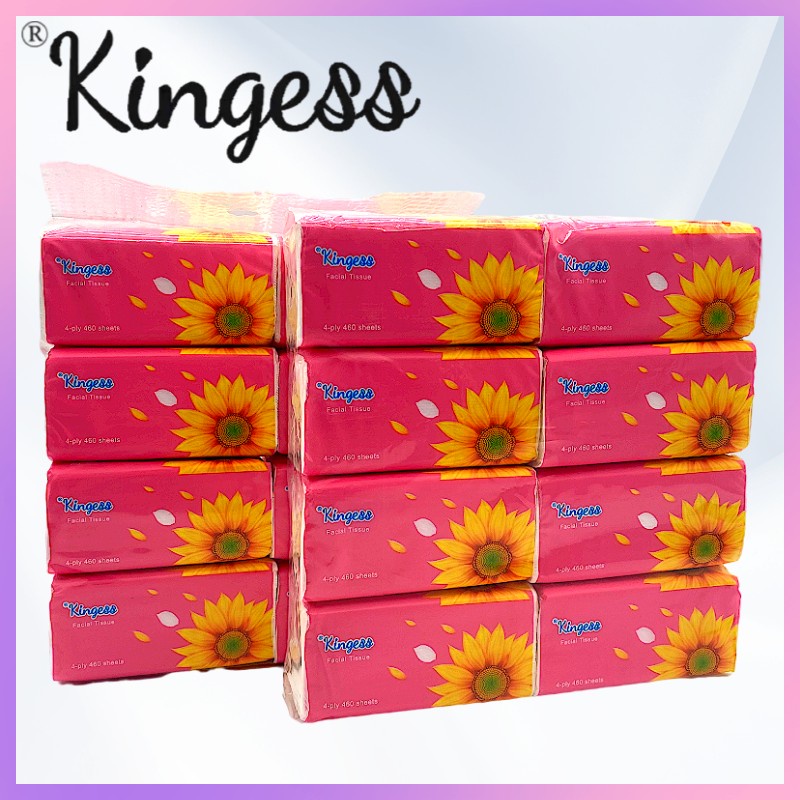 KINGESS Facial Tissue 8 Packs 4 Ply 460 Sheets Paper Towel Tissue ...