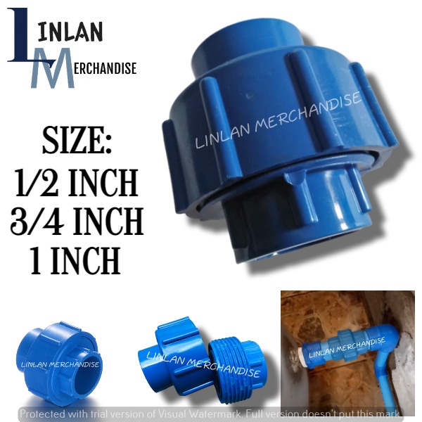 1 PC BLUE PVC Water Pipeline Union Patented Fittings (1/2, 3/4 & 1 INCH ...