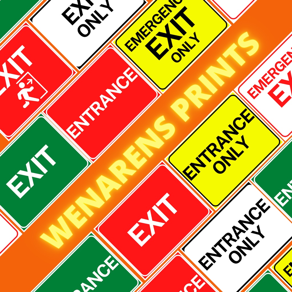 ENTRANCE EXIT ONLY EMERGENCY EXIT Self-Adhesive Vinyl Sticker Signage ...