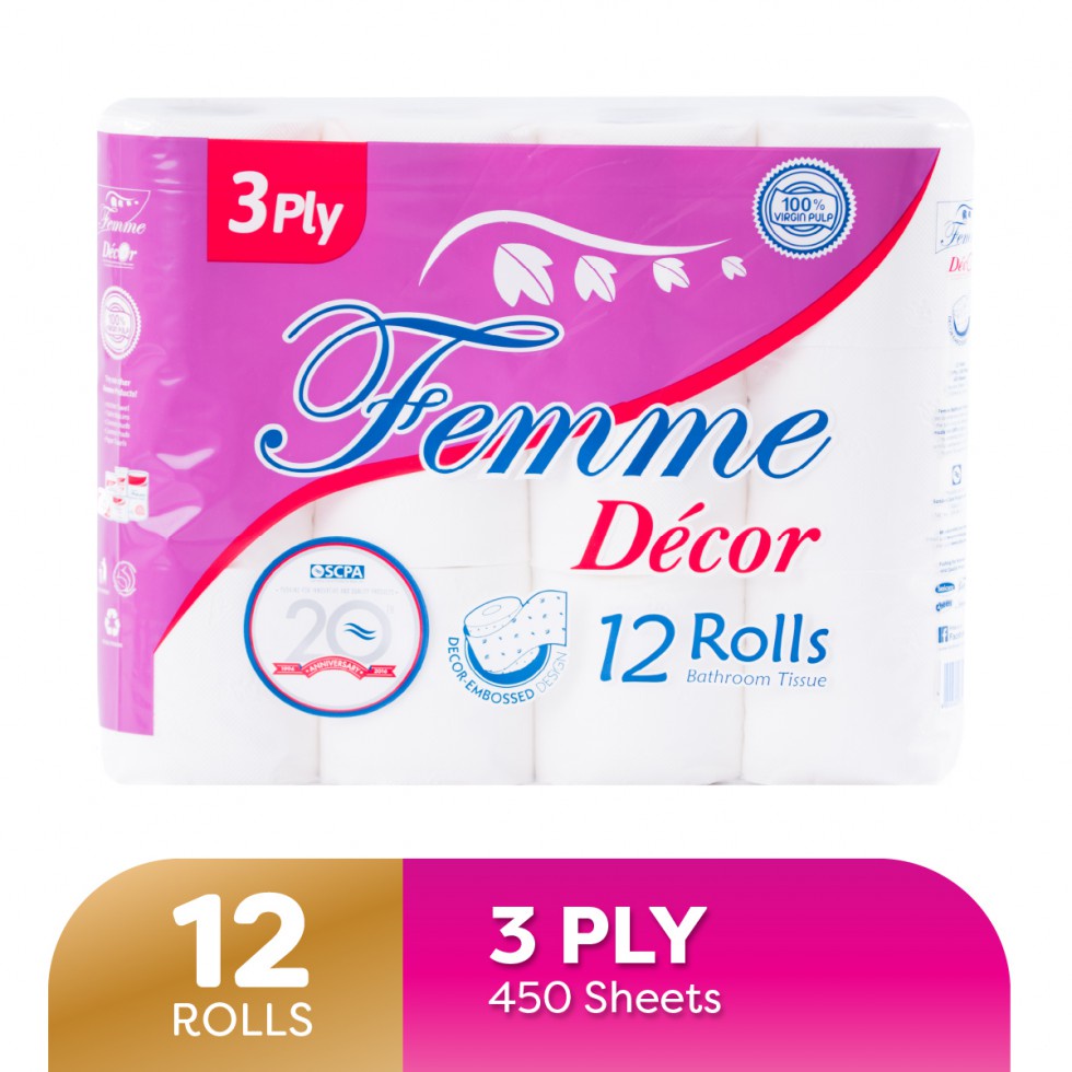 Femme Bathroom Tissue 3Ply 450 Sheets 12 Rolls | Shopee Philippines