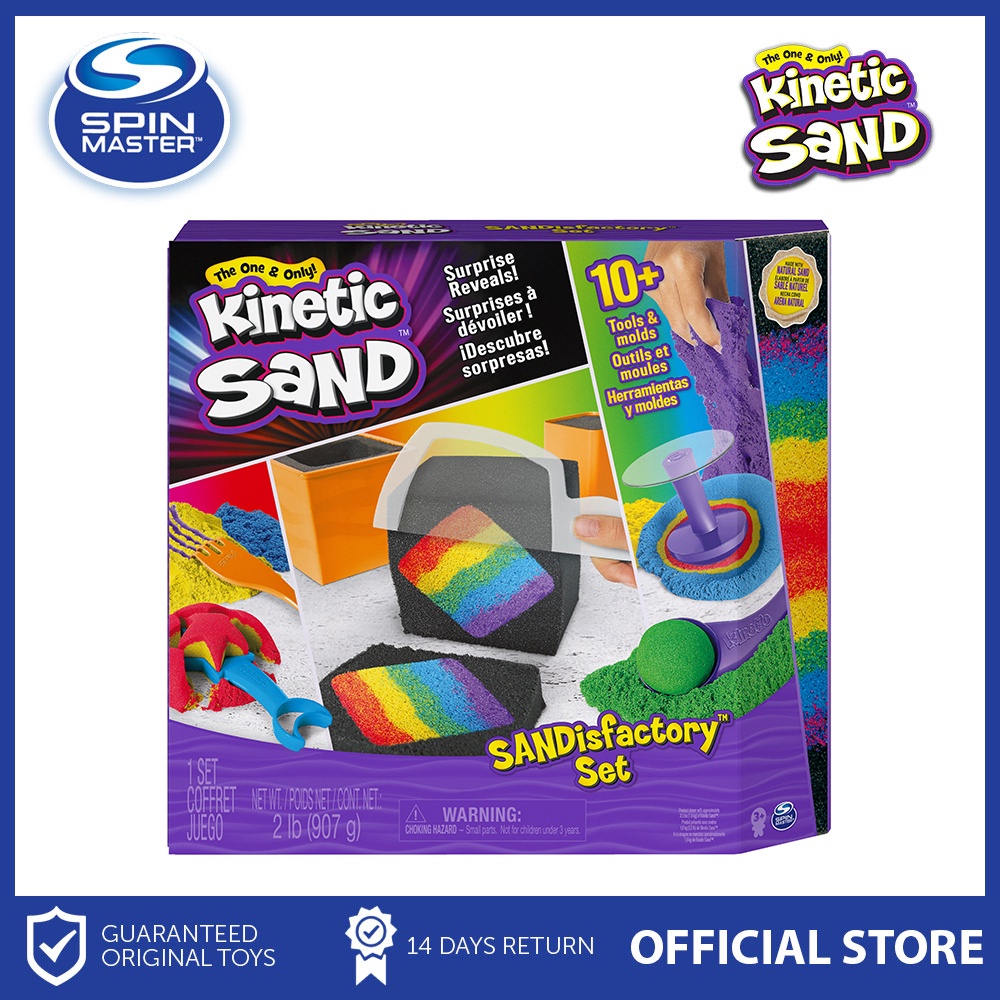 Kinetic Sand Sandisfactory Playset with Colored Kinetic Sand and 10 ...