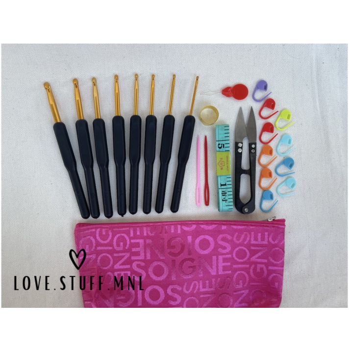 Crochet hook set complete stitch marker needle tools | Shopee Philippines