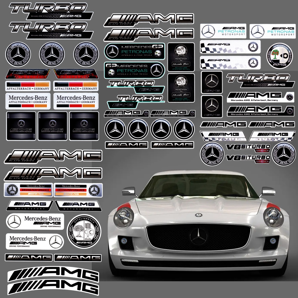 Reflective AMG Logo Car Sticker Mercedes AMG Decal Emblem Badge For ...