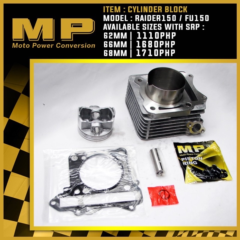 MP Cylinder Block RAIDER 150 (62mm STD/66mm/68mm) (STEEL BORE) | Shopee ...