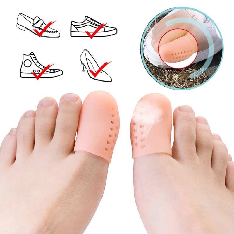 1Pair Soft Silicone Toe Caps with Holes / Breathable Pain Relief Anti ...