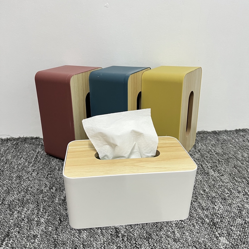 H&L COD#Minimalist Tissue Box Cover Holder Modern Rectangular Bamboo ...
