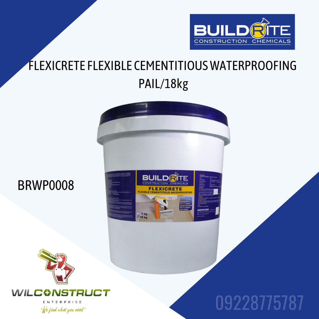 BUILDRITE FLEXICRETE (18kg) FLEXIBLE CEMENTITIOUS WATERPROOFING PAIL ...