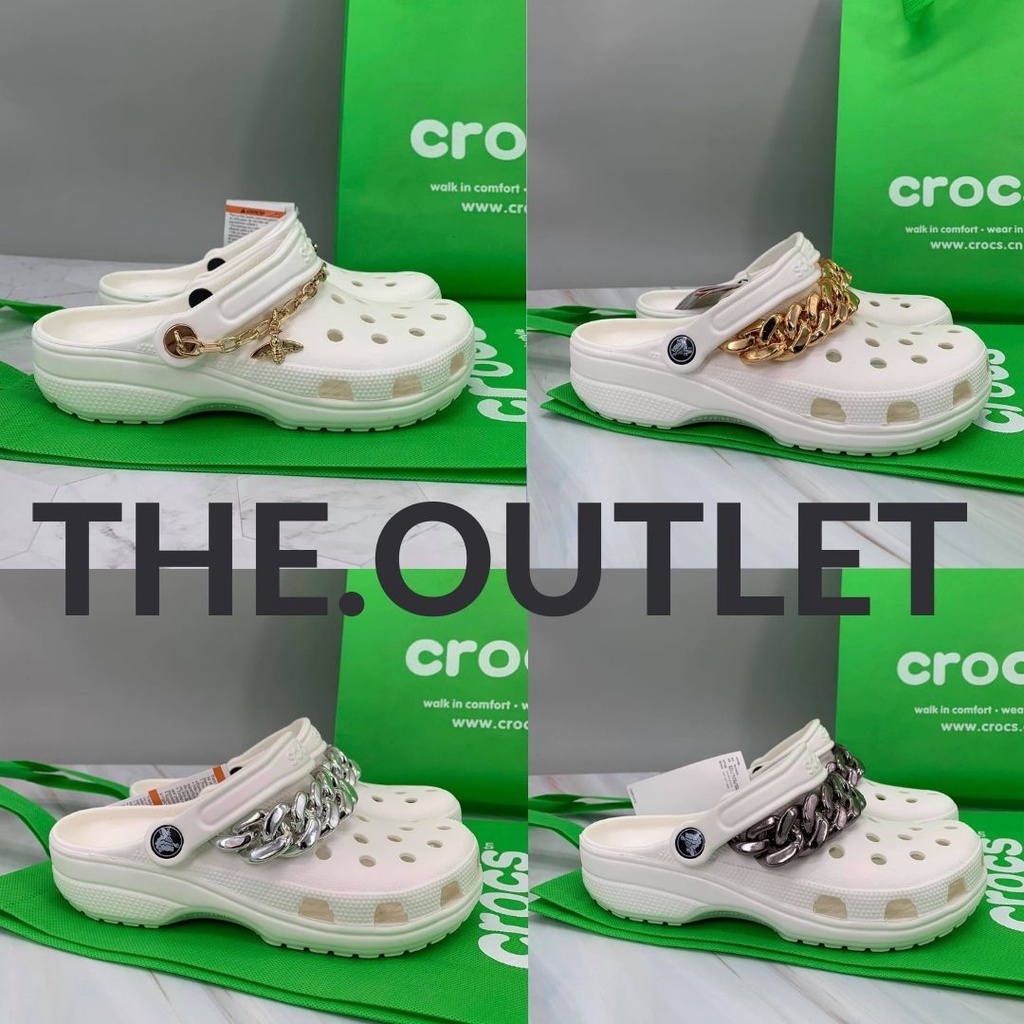 Crocs Classic OG Clogs with chain korean sandals for men and women with ...