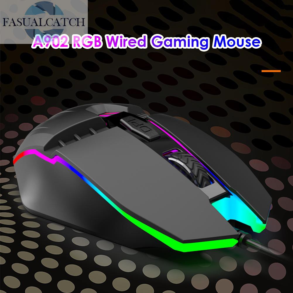 A902 rgb gaming mouse 7-color breathing backlit wired optical mice for ...