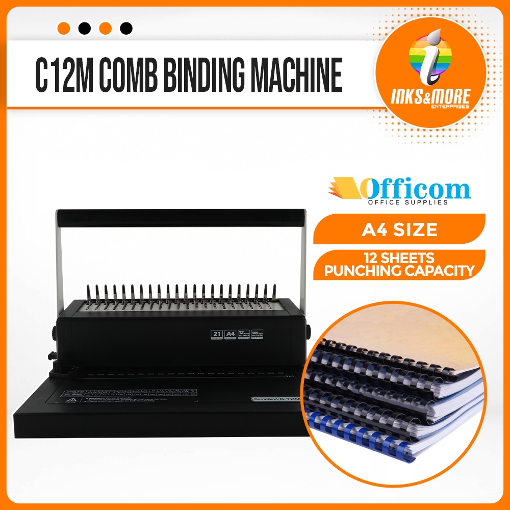 Comb Binding Machine C12M Officom Heavy Duty A4 Size Binding Machine ...