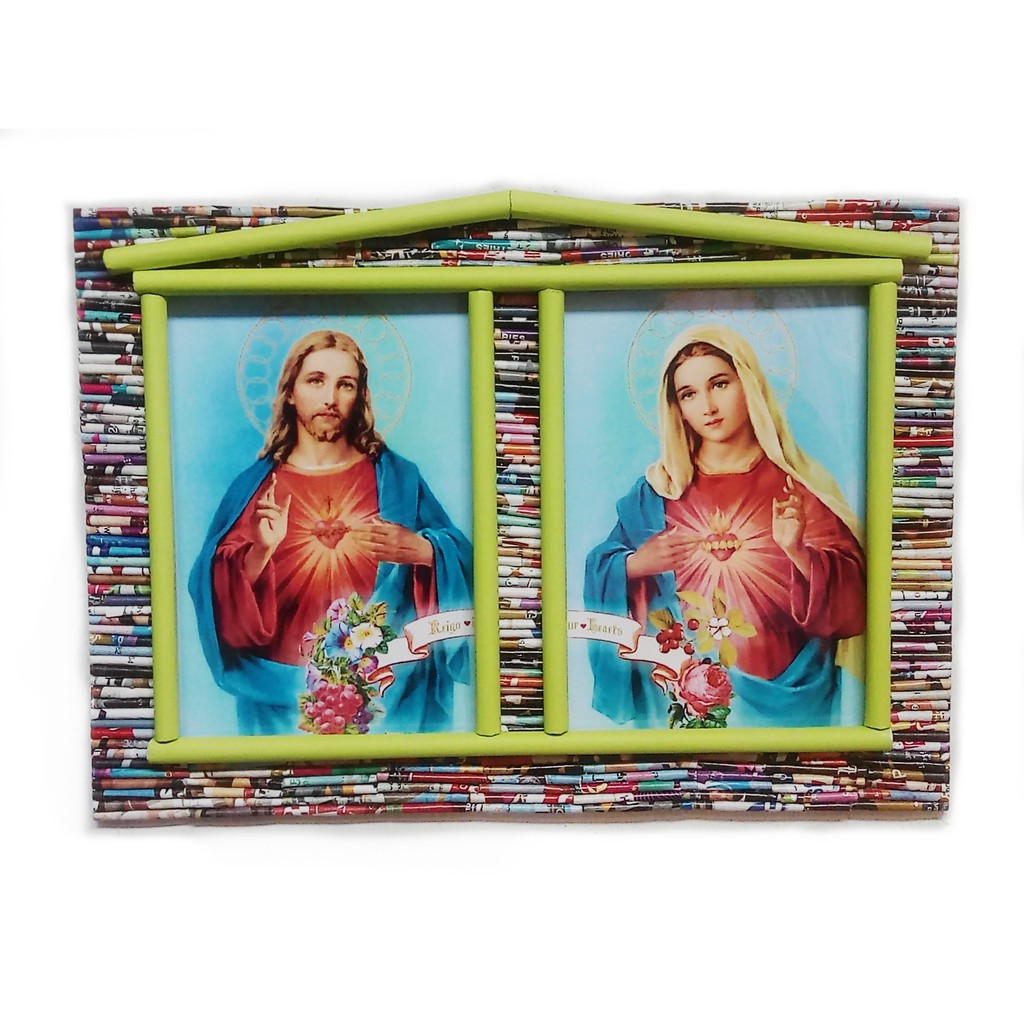 JESUS AND MARY 8 X 11Size Neon Color House Double Frame Design Wall ...