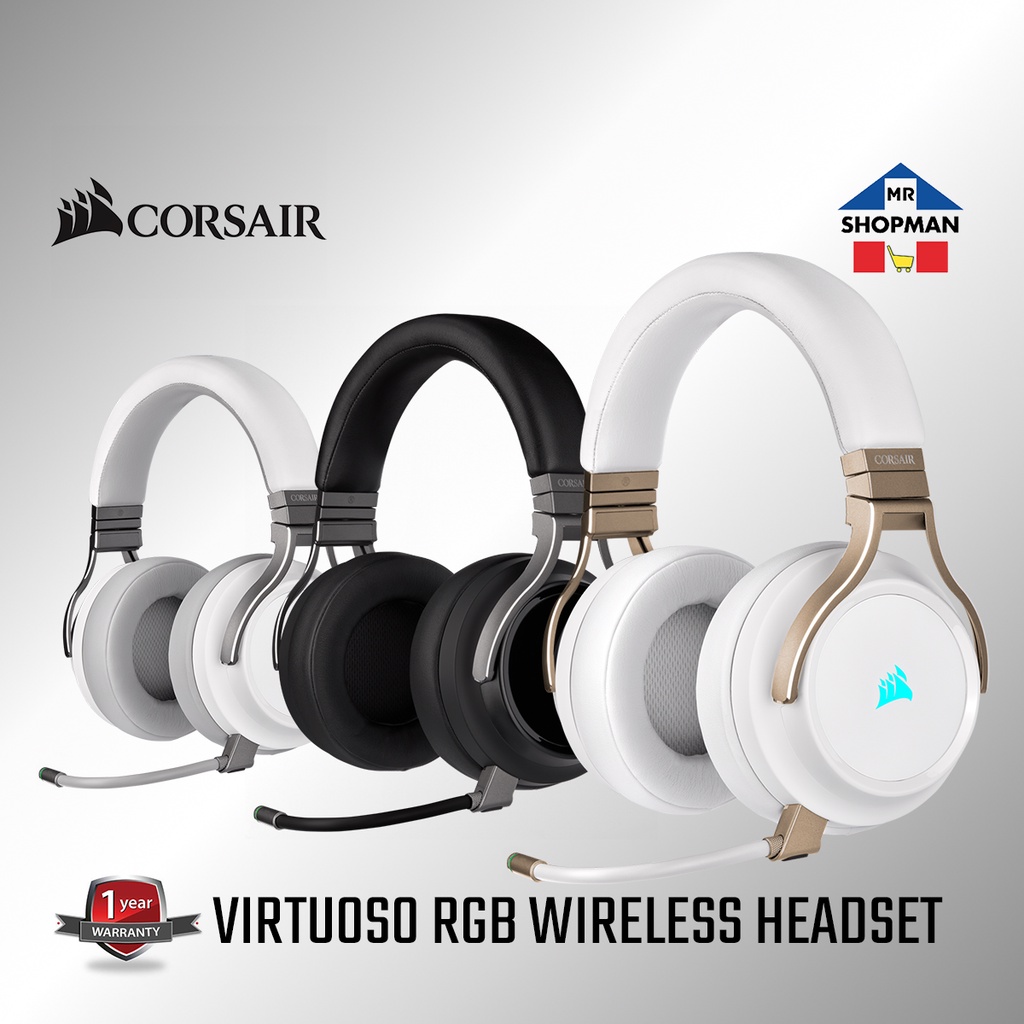 Corsair Virtuoso RGB Wireless Carbon / White / Pearl Gaming Headset ...