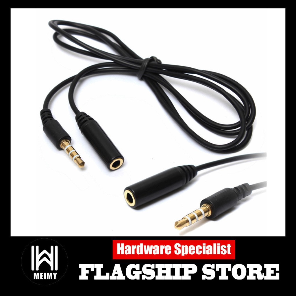 1M 3.5mm 4 Pole Jack Male to Female Earphone Headphone Audio Extension ...