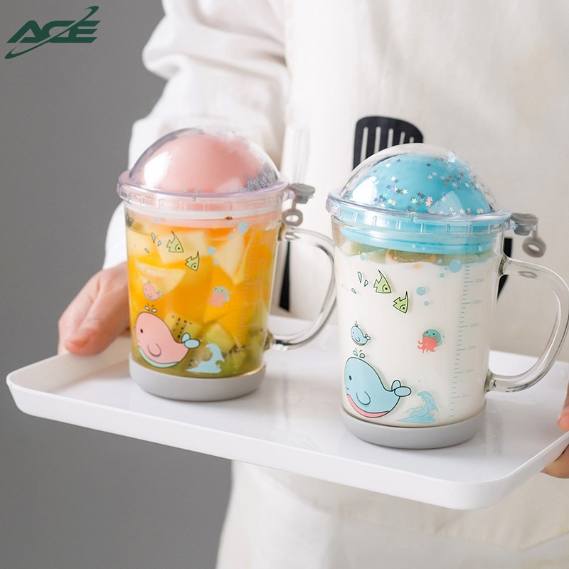 Cute Cartoon Printed Scale Milk Cup Water Cup Coffee Cup With Straw ...