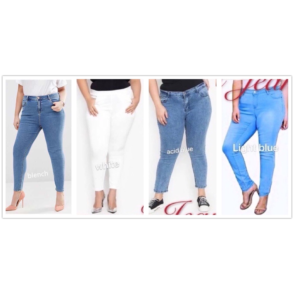 4 color big size pants plus size pants jeans for women | Shopee Philippines