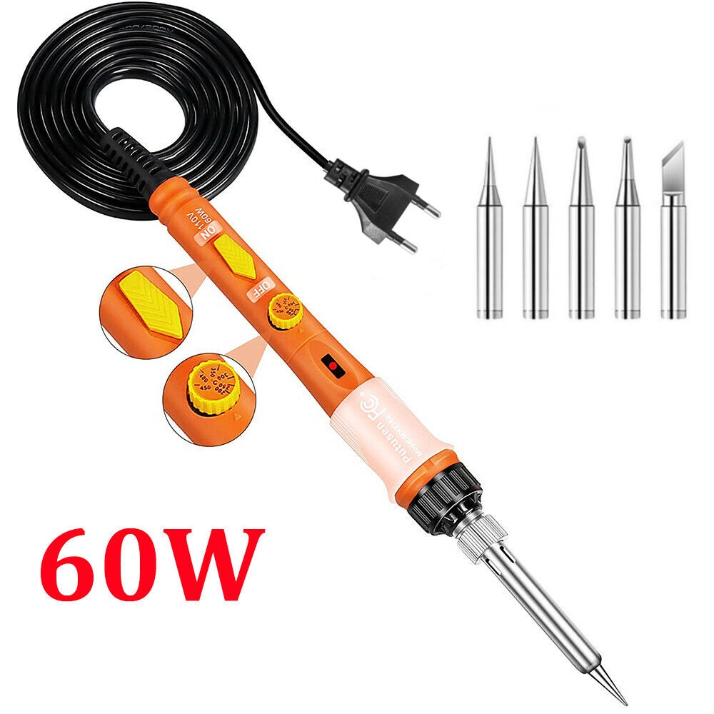 Soldering Iron Kit Electric 60W 110V 220V Adjustable Temperature Solder Iron Soldering Tools ...