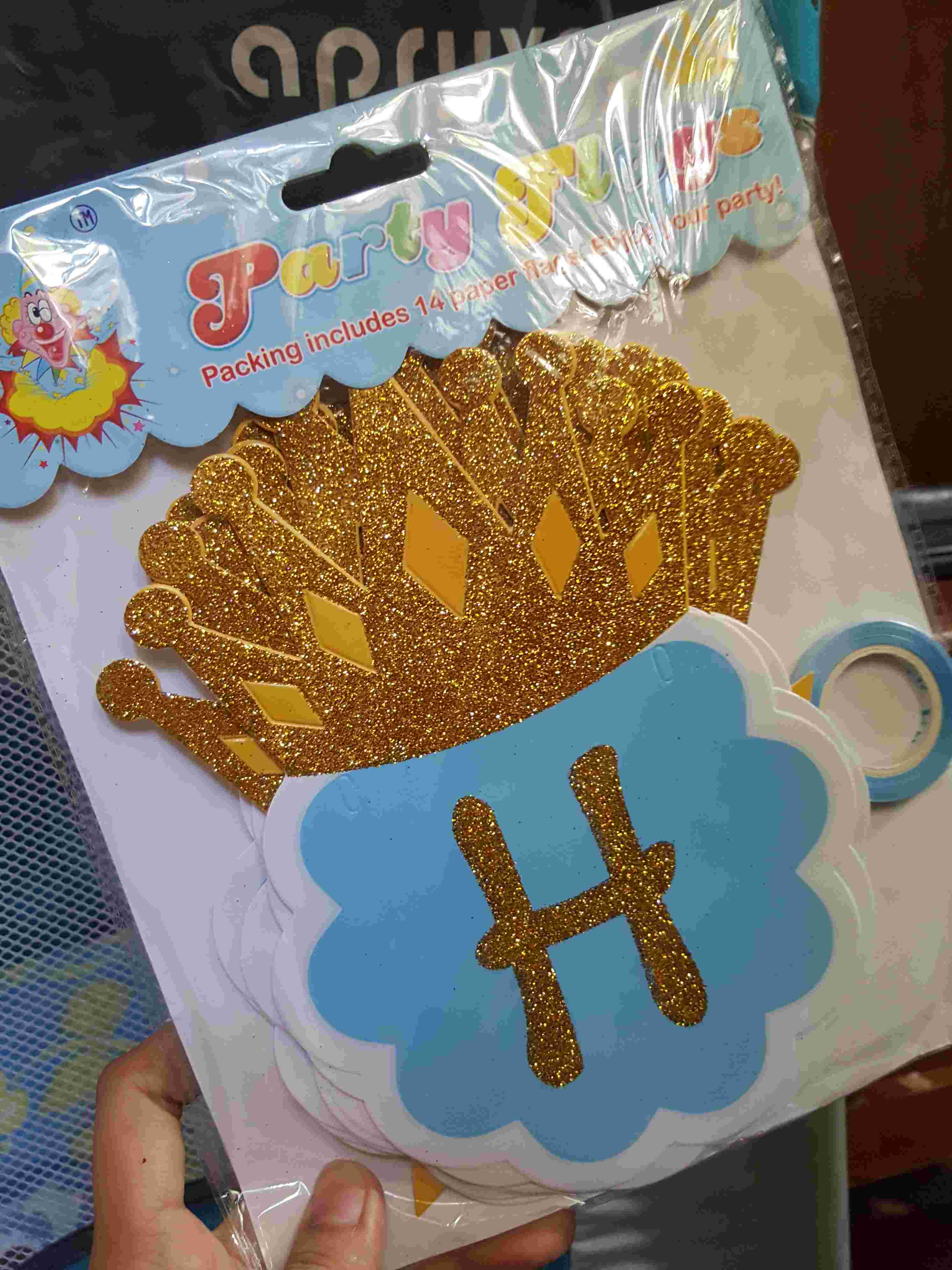 Happy Birthday Banderitas Crown design with Glitters Banner Party Decor ...