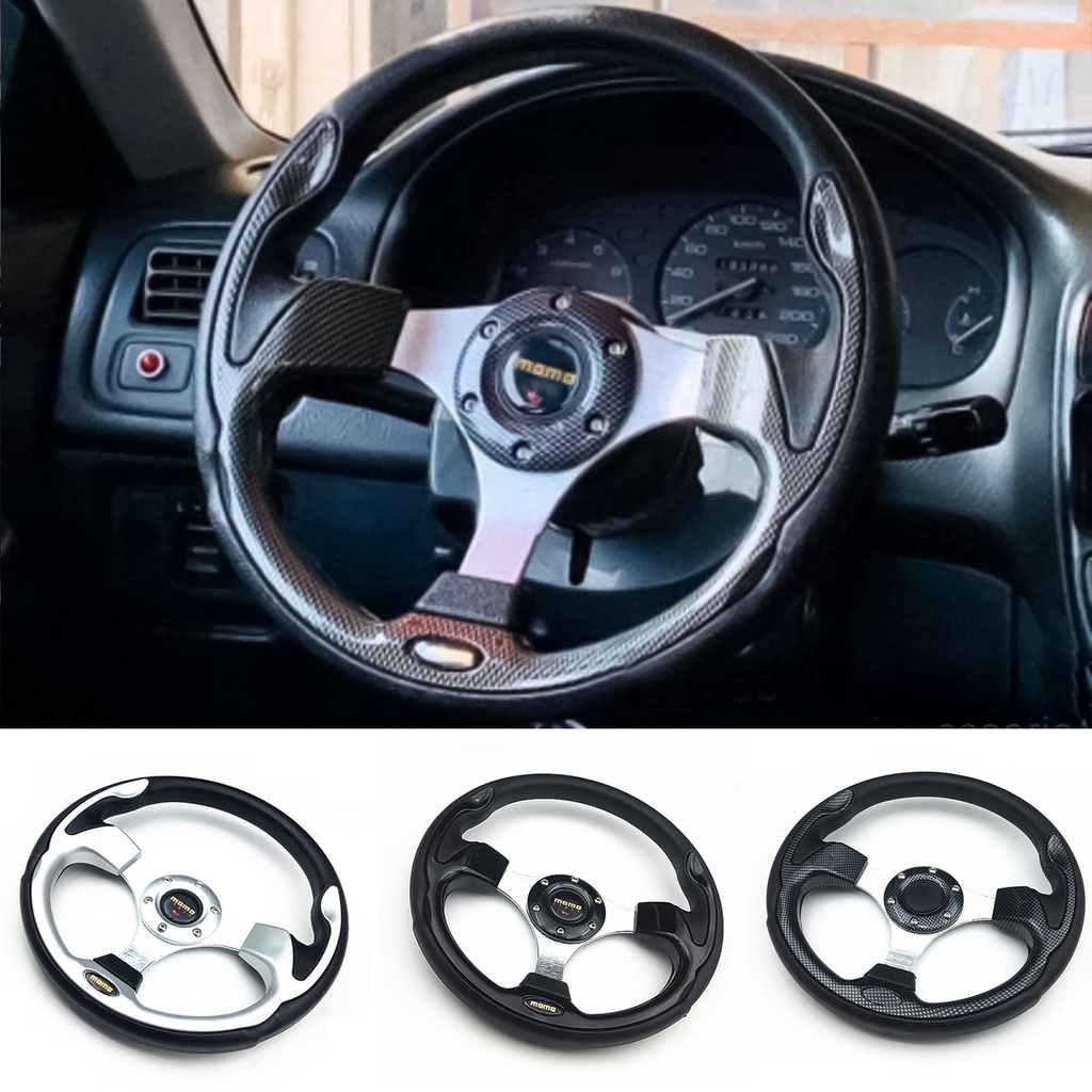 MOMO Steering Wheel Universal 12-Inch PU Leather Carbon Fiber Material ...