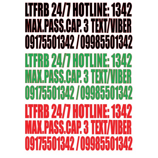 LTFRB 24/7 HOTLINE STICKER set | Shopee Philippines
