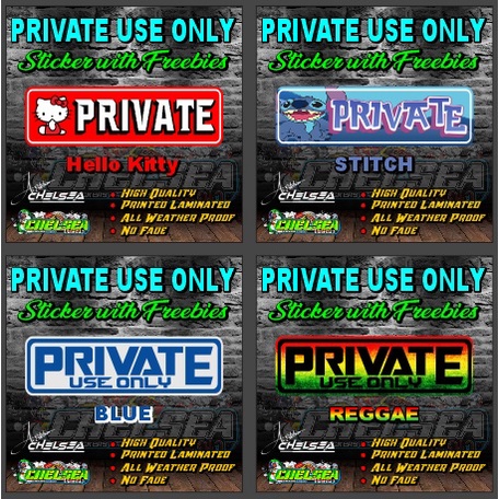 Private Use Only Sticker with freebies, Private Vehicle Stickers ...