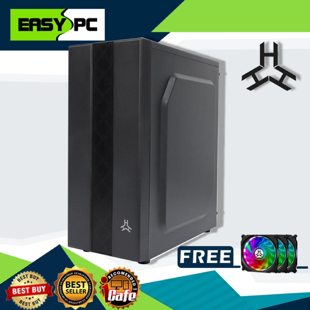 Rakk Alpas Gaming ATX Case Black with 3 RGB Rakk Stock Fan Included ...