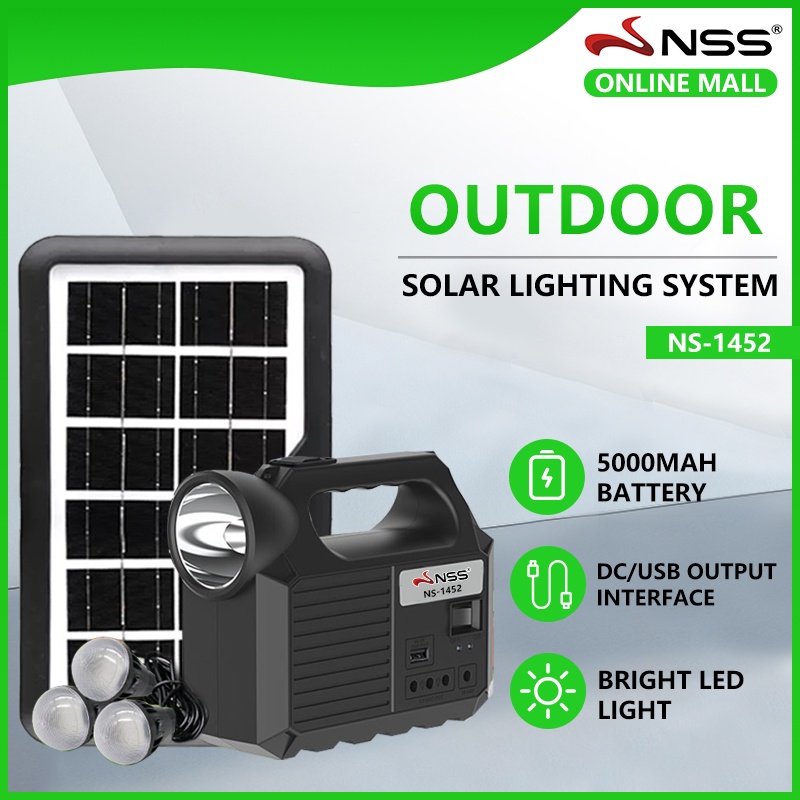 NSS Solar Rechargeable Light Kit with 3 Bulbs solar emergency charging ...