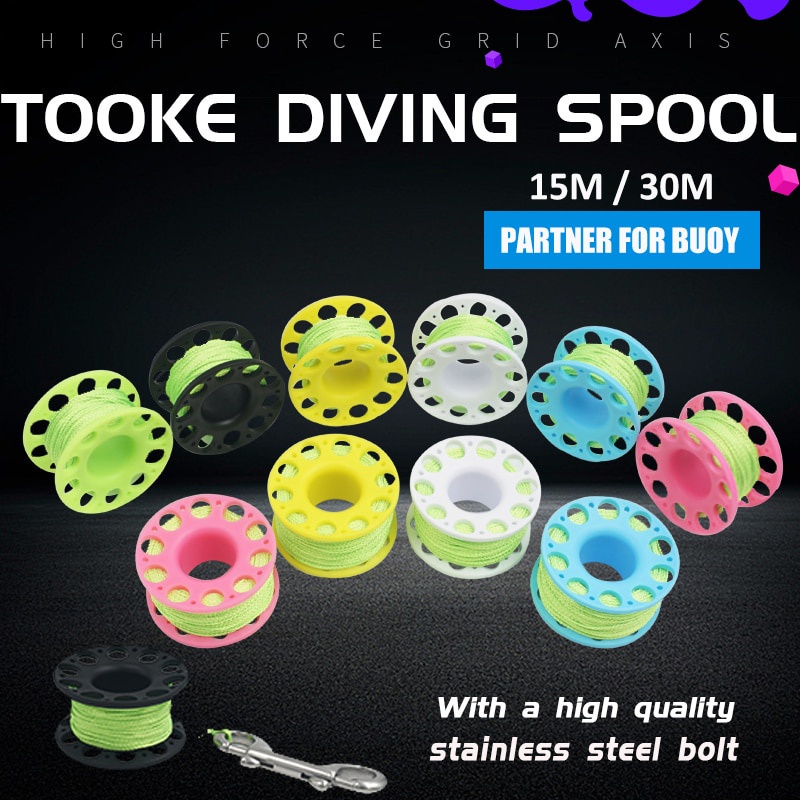Scuba Diving Spool Reel Finger 30m with Bolt Snap Hook SMB Safe ...