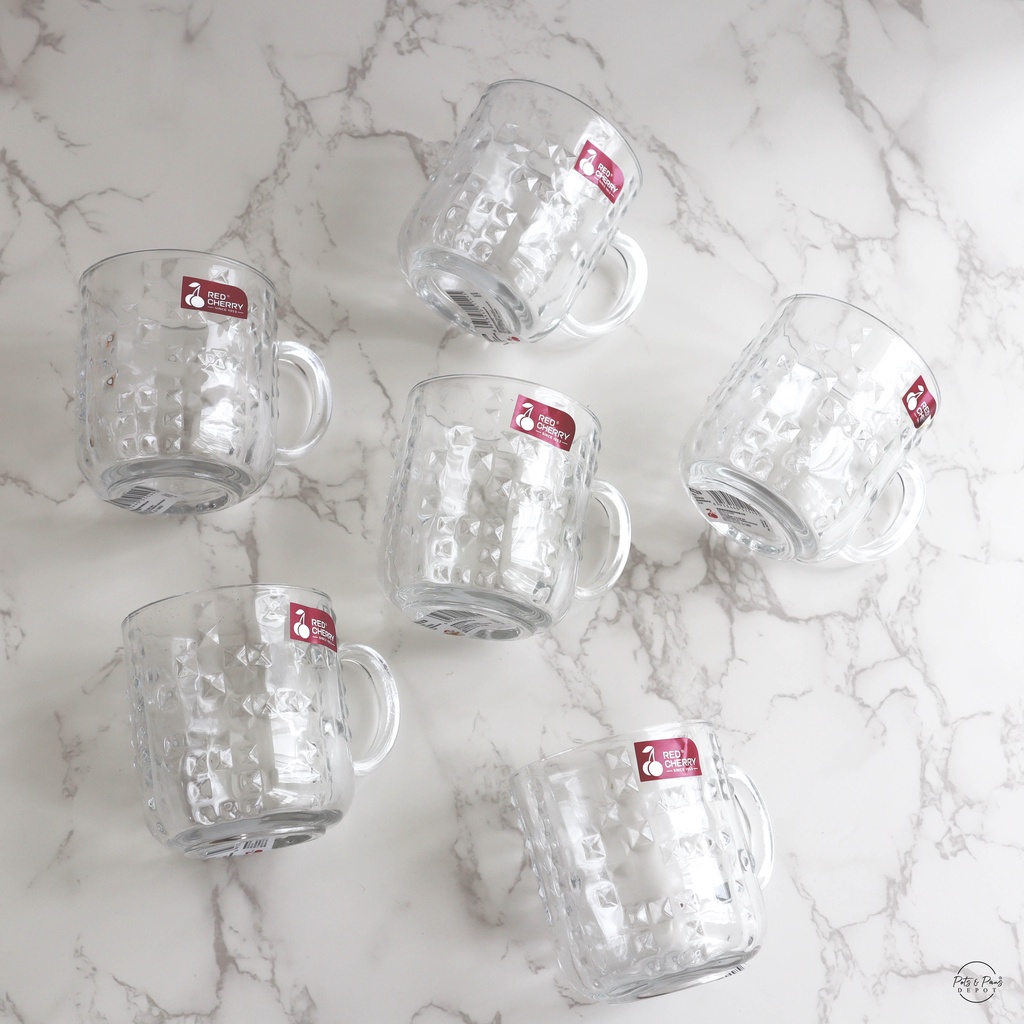 Red Cherry Glass Designed Teacup Set | Shopee Philippines