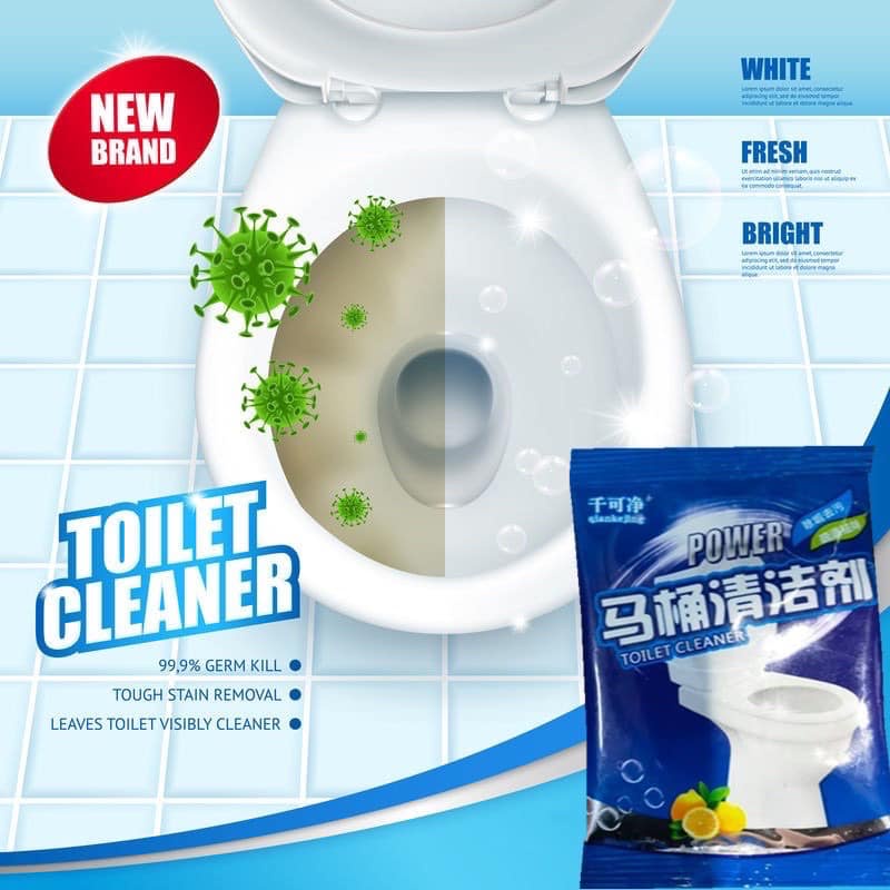 Blue Automatic Toilet Cleaner Stain Remover Tablet Powder Flush Tank ...