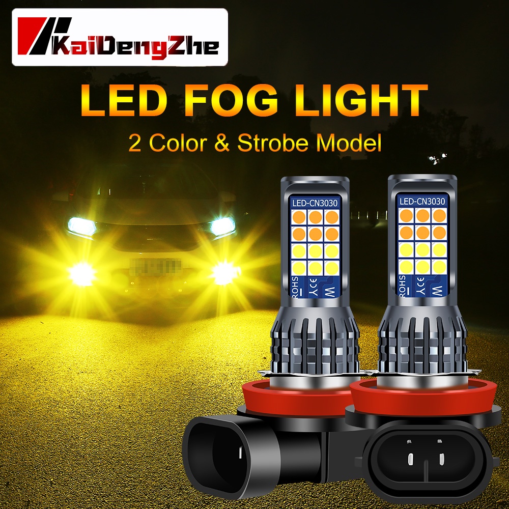 24 Led Dual Color Led Fog Lamp H3 Led Bulb H4 H7 H11 H8 H16 Super ...