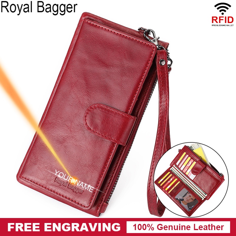 Royal Bagger New Fashion RFID Long Wallet Purse For Women Genuine Cow ...