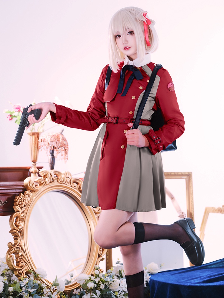 Chisato Nishikigi Cosplay Costume Anime Lycoris Recoil Red Dress ...