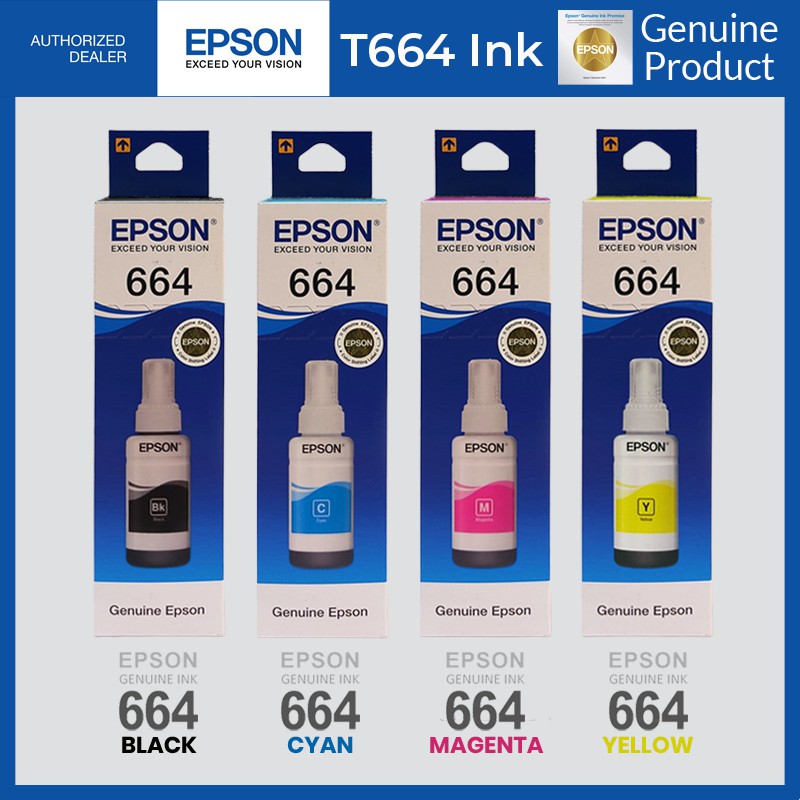 Epson 664 Black Cyan Magenta Yellow Ink Original L120 L100 L110 L200 L210 L220 L121 Other ...