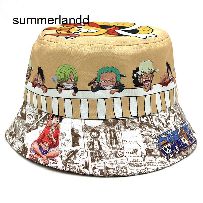 SL Summer Anime One Piece Fisherman Hat Luffy Print Bucket Hat | Shopee ...