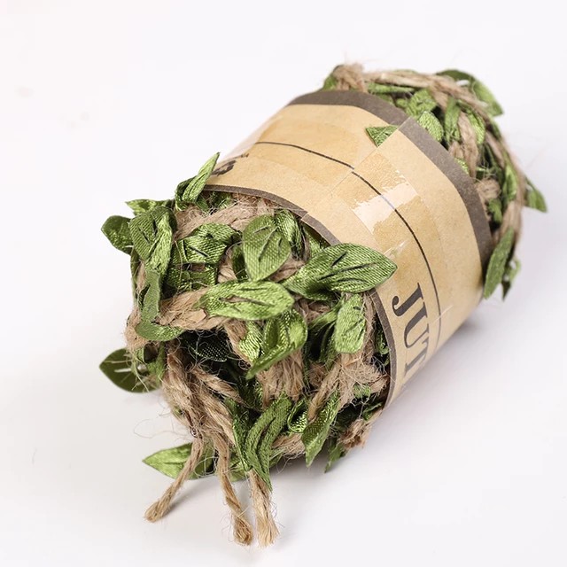 3 meters DIY Craft Artificial Hemp Rope Green Leaves Wall Decor Rustic ...