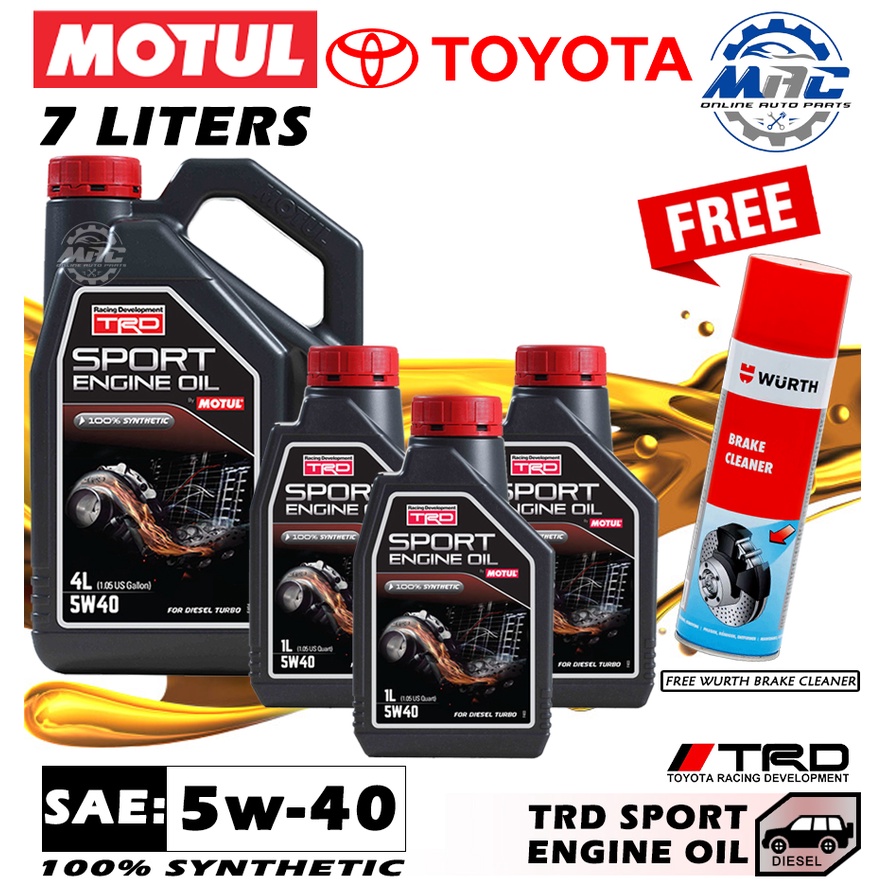 MOTUL TRD SPORT ENGINE OIL DIESEL 5W-40 7 LITERS 100% SYNTHETIC TOYOTA ...