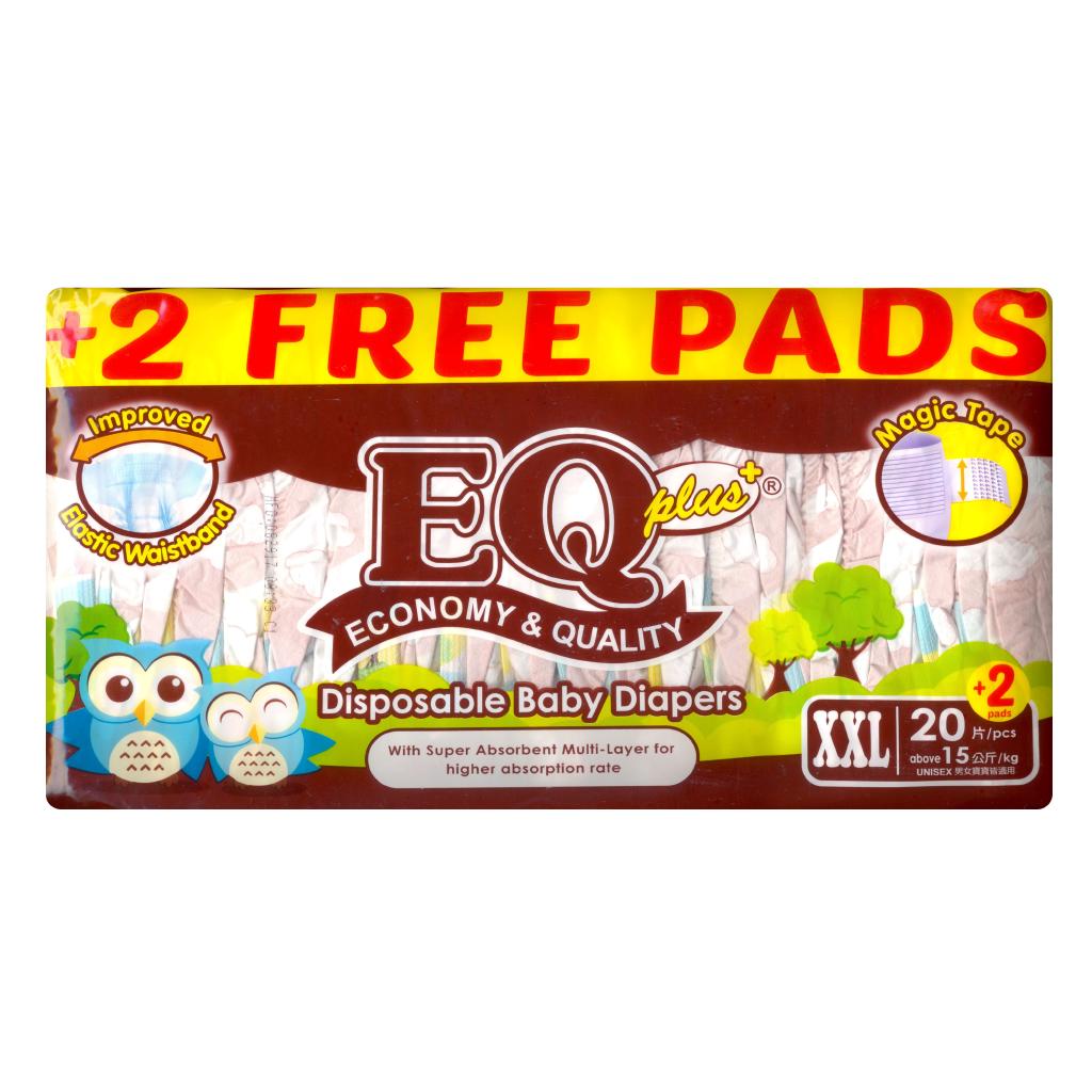 EQ Plus Big Pack XXL 22's x 6 packs (132 pcs) - Tape Baby Diapers ...