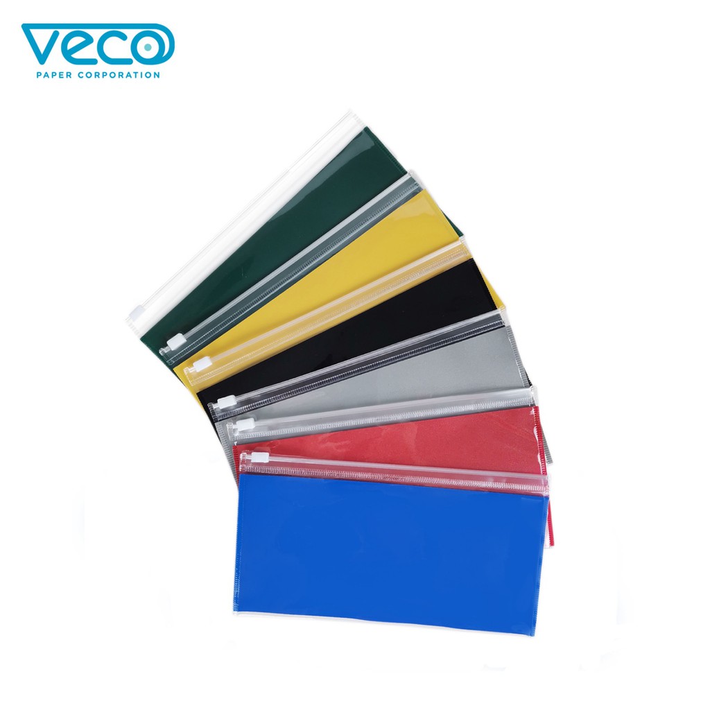 Veco Pouch with zip clear with colored partition plastic envelope ...